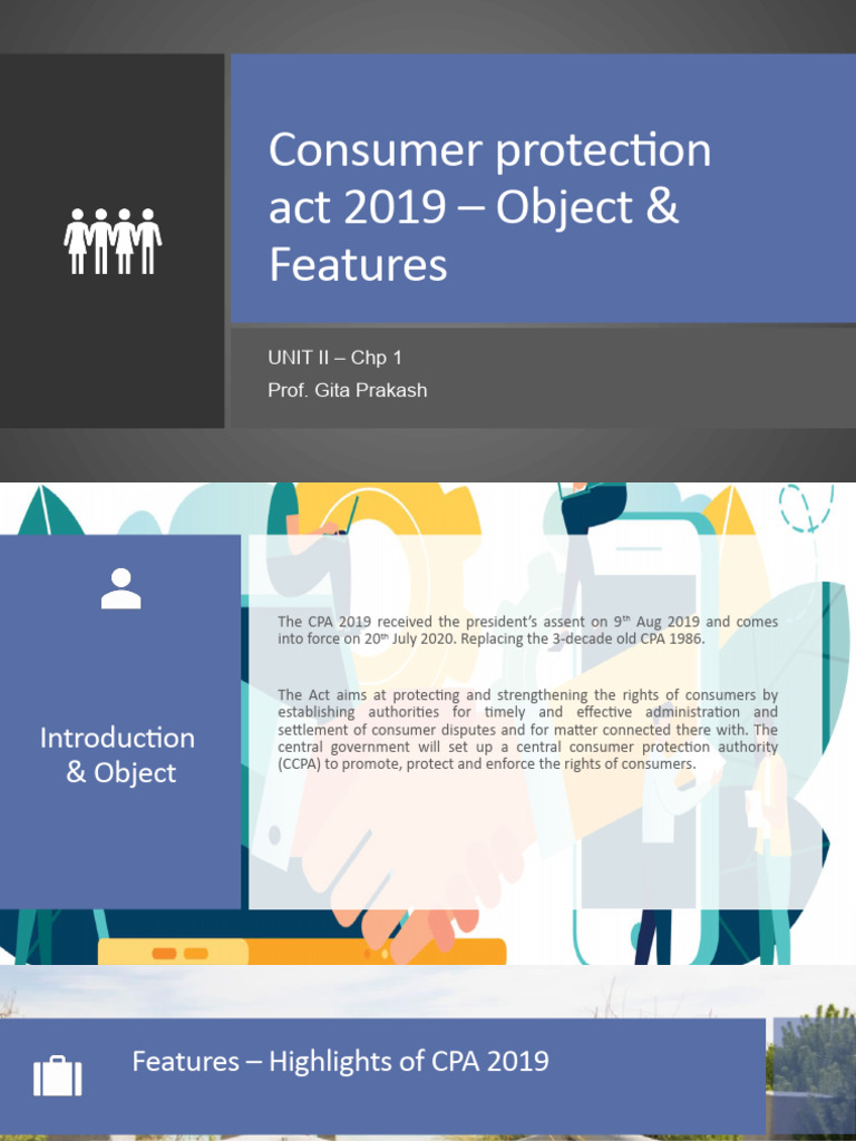 Consumer Protection Act 2019 - Object Features | PDF