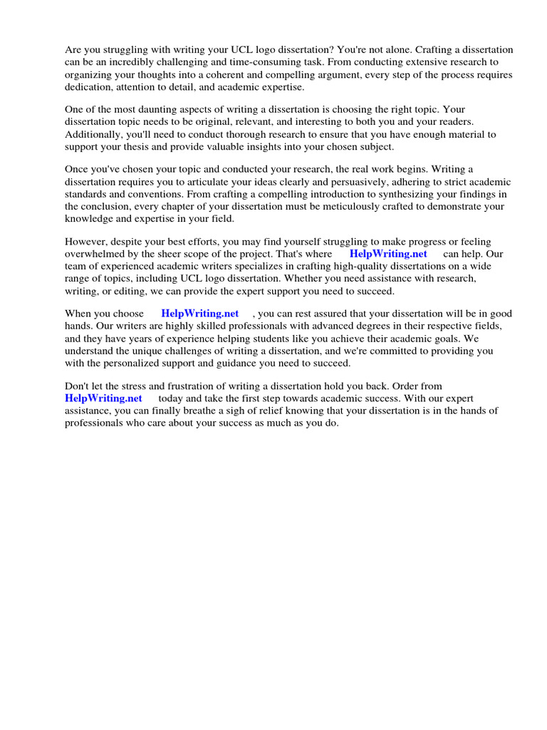 Ucl Logo Dissertation | PDF | Thesis | Psychotherapy