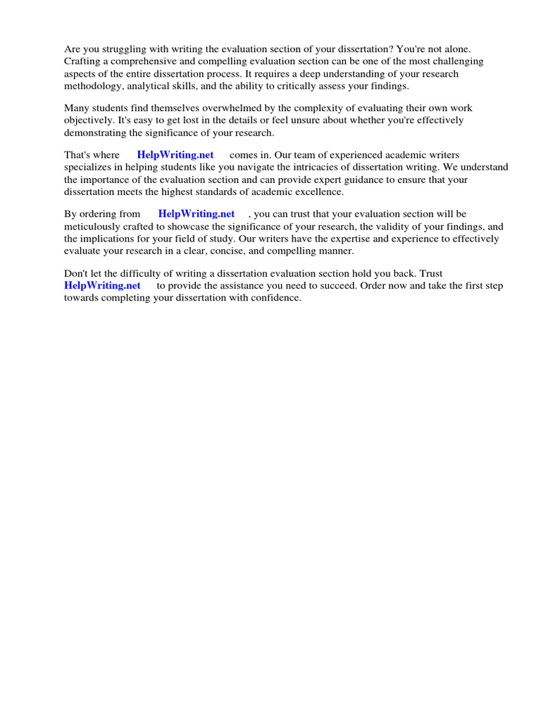 Dissertation Evaluation Section | PDF | Thesis | Methodology