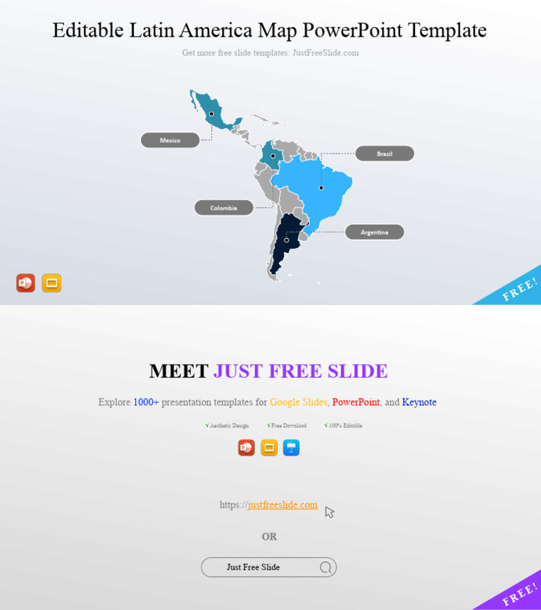 Editable Latin America Map PowerPoint Template | PDF