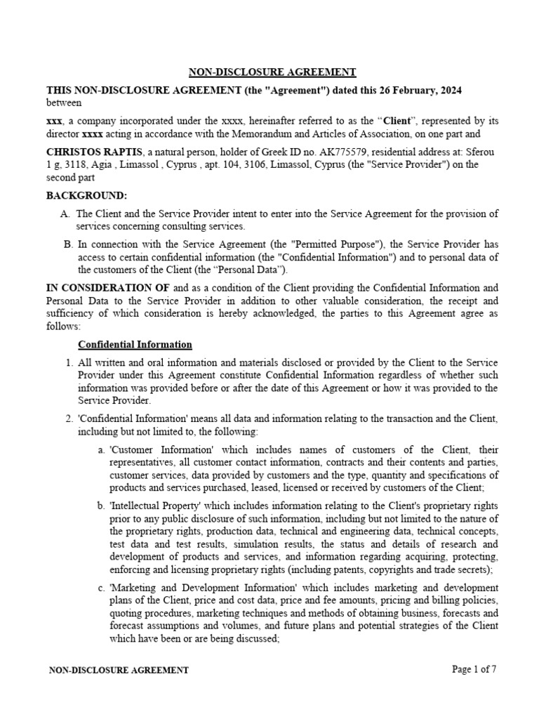 NDA For Service Providers | PDF | Non Disclosure Agreement ...