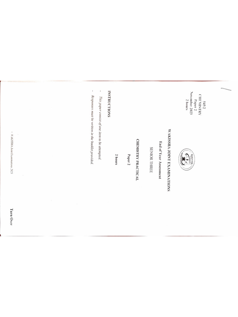 CBC Wakisha p2 Chem 2023 | PDF