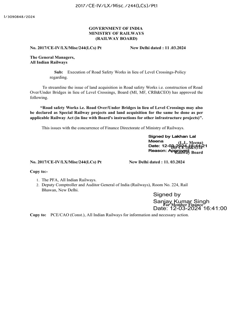 Letter To GMs 2017-CE-IV-LX-Misc (244) LCs Dated 12.03.2024 | PDF