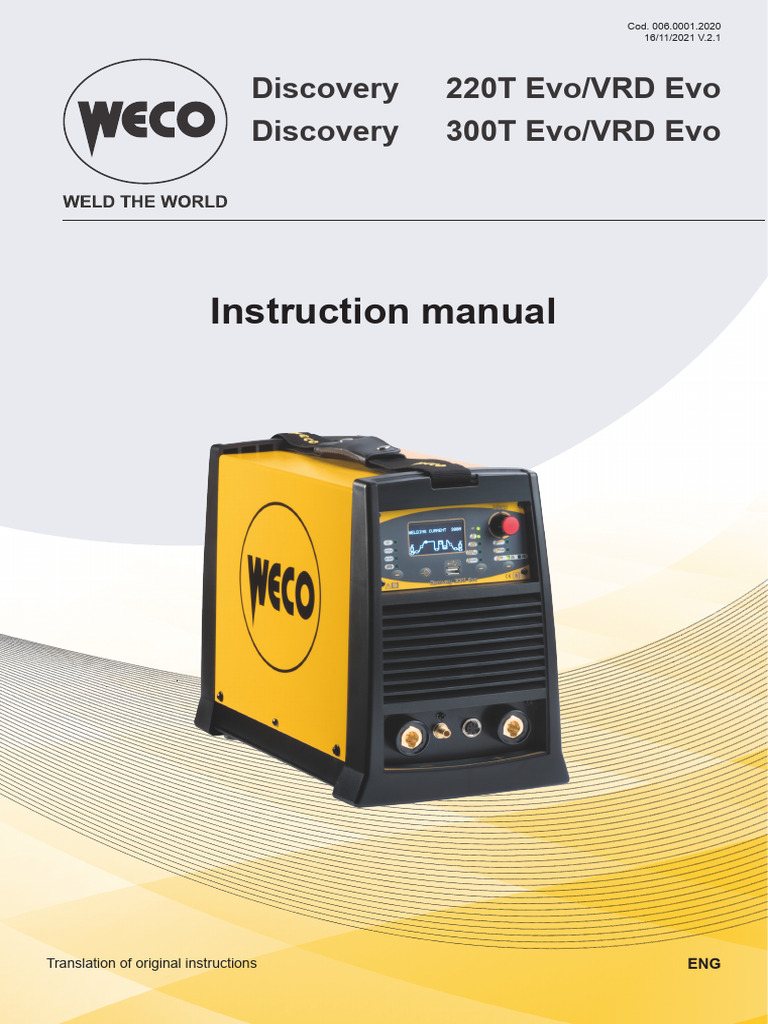 Discovery 220T/300T Evo Manual | PDF | Welding | Construction