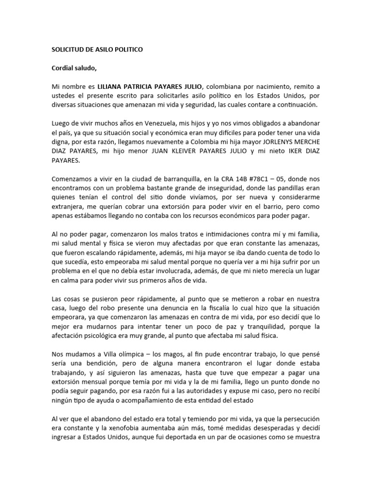Solicitud de Asilo Político en EE.UU. | PDF | Política