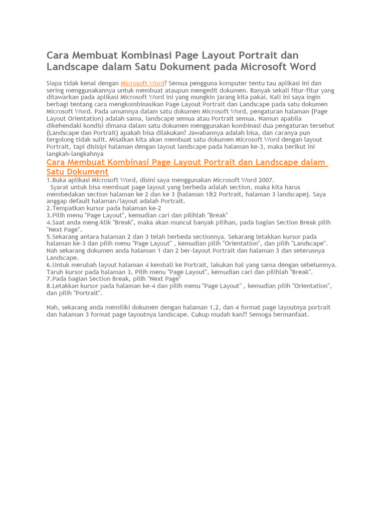 2cara Mengatur Page Layout | PDF