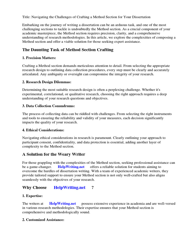 How To Write A Method Section For A Dissertation | Download Free PDF | Scientific Method ...