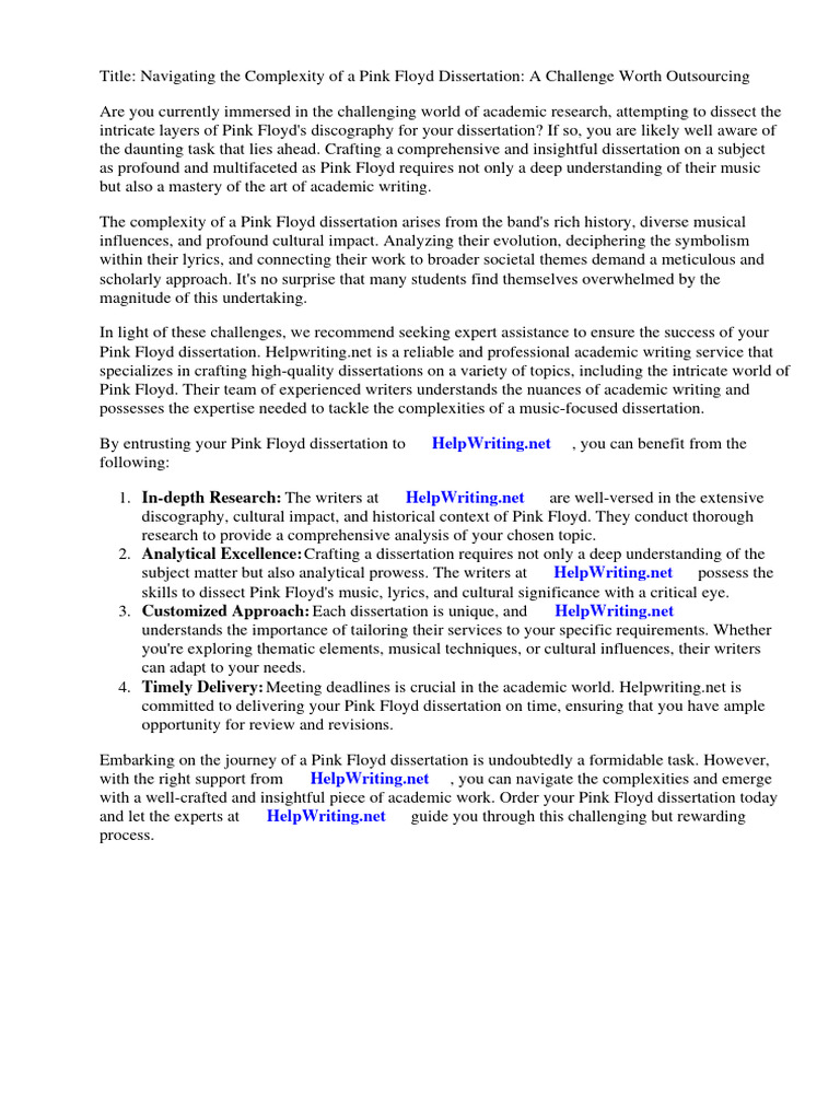 Pink Floyd Dissertation | PDF | Rock Music
