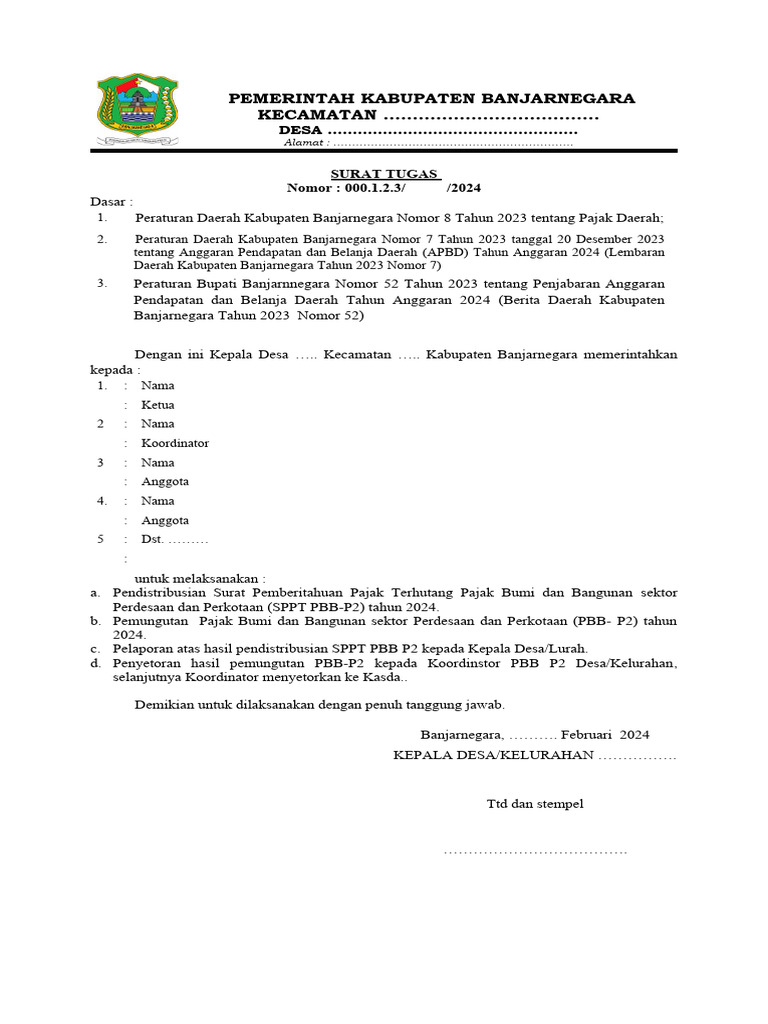 Contoh SPT Pendist. SPPT 2024 | PDF