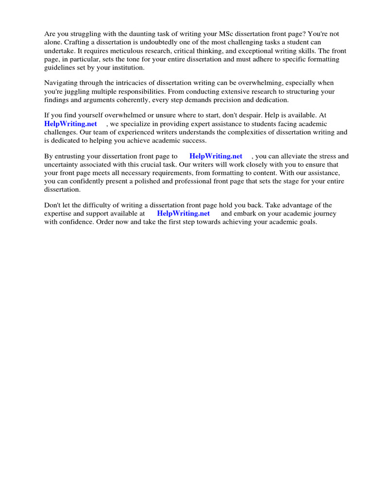 MSC Dissertation Front Page | Download Free PDF | Thesis | Data Analysis