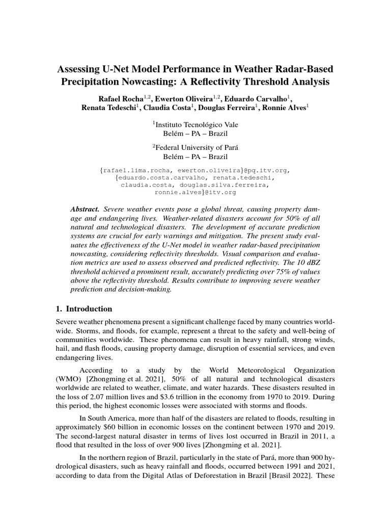 Assessing U-Net Model Performance in Weather Radar-BasedPrecipitation Nowcasting A Reflectivity ...