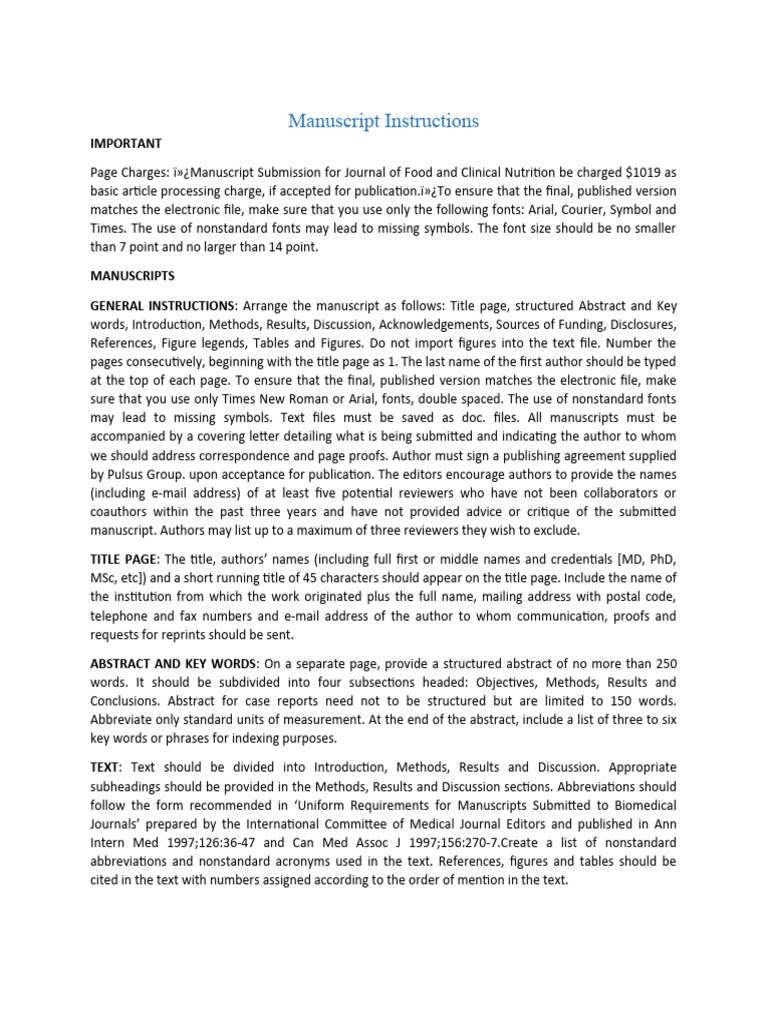 Manuscript Instructions Pdf Conflict Of Interest