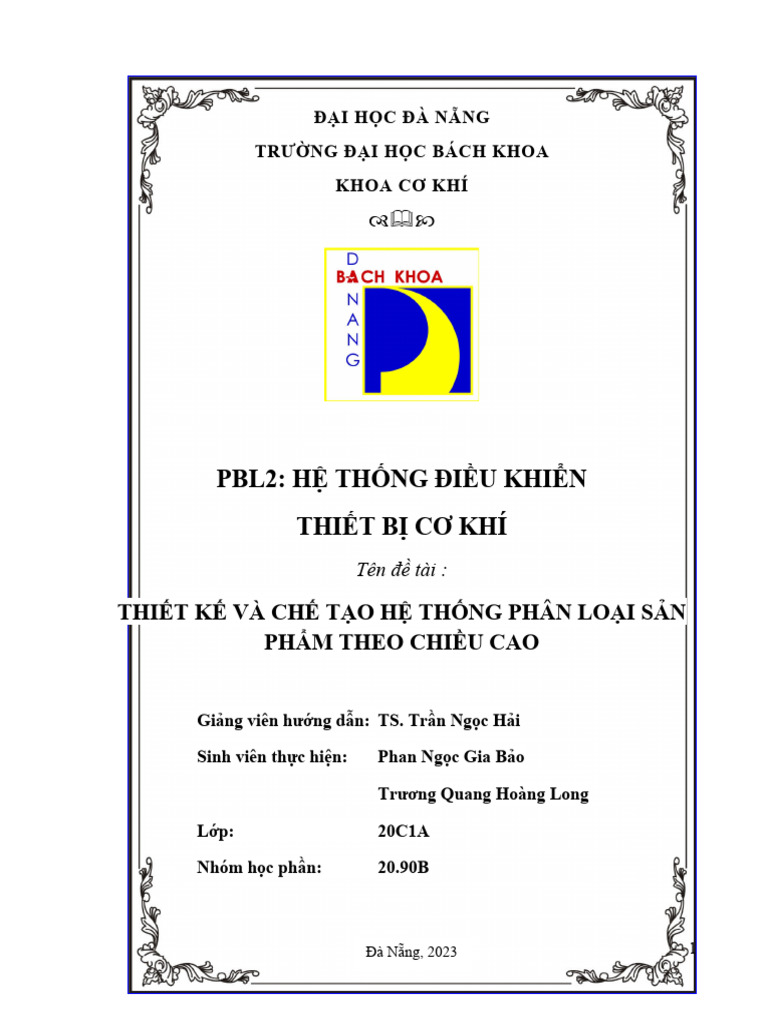 Pbl2: Hệ Thống Điều Khiển Thiết Bị Cơ Khí | PDF