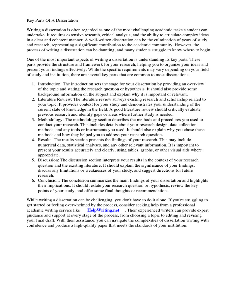 Key Parts of A Dissertation | PDF | Thesis | Methodology