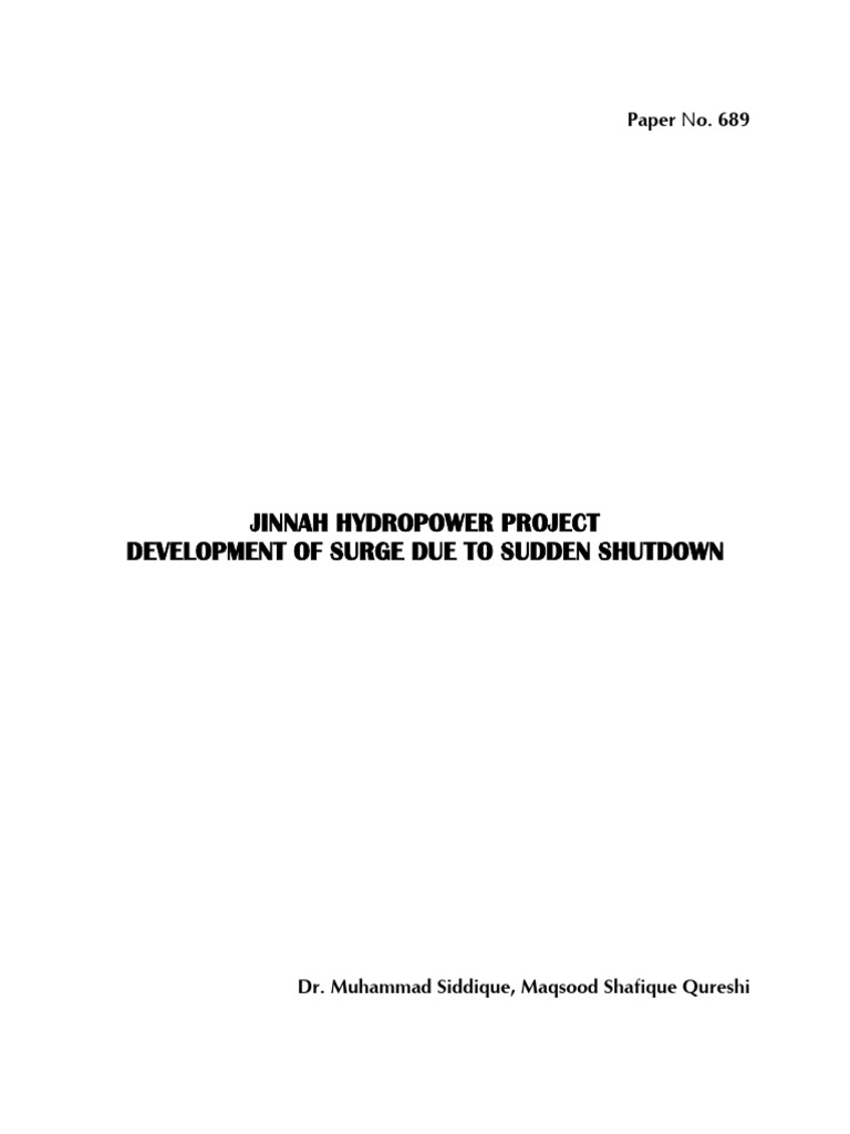 Jinnah Hydropower Project Development of Surge Due To Sudden | PDF ...