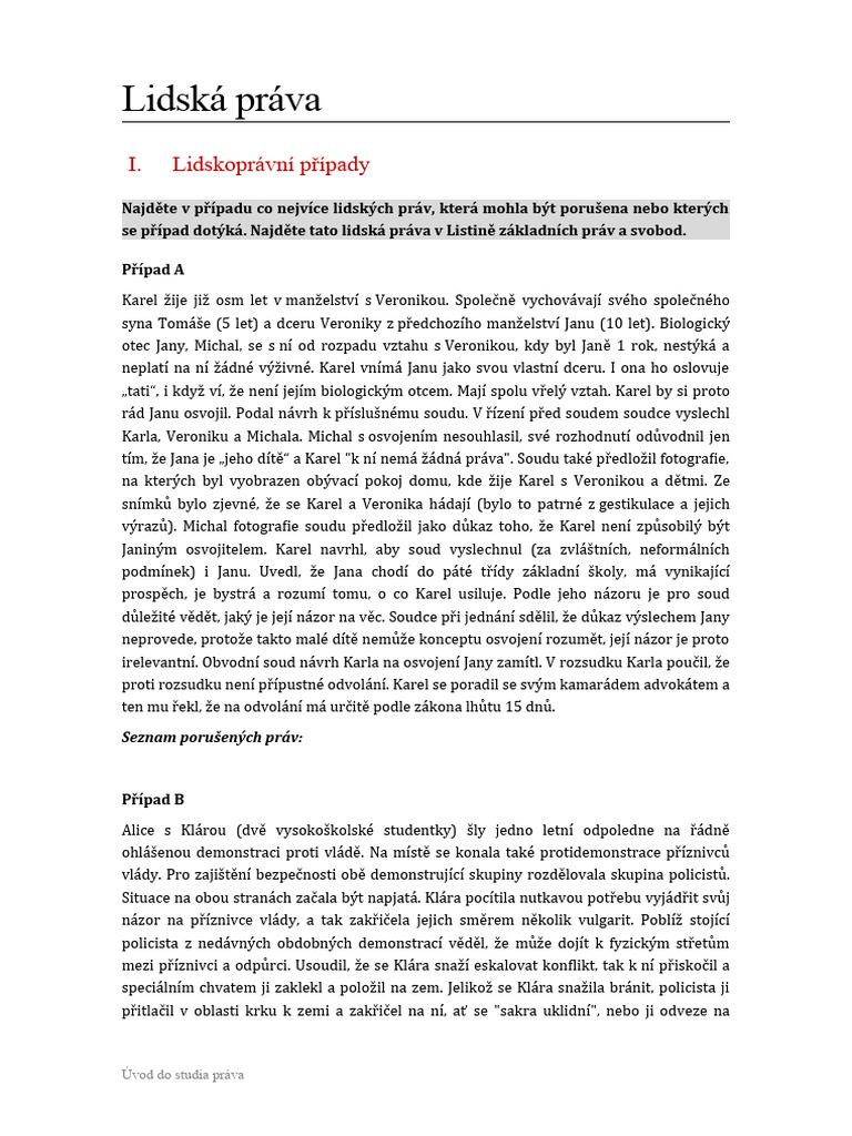 1.3 LidskÃ¡ Prã¡va Â Pracovnã List | PDF