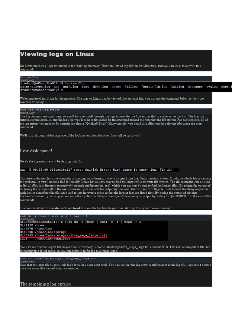 Viewing Logs On Linux | Download Free PDF | Computer File | Directory (Computing)
