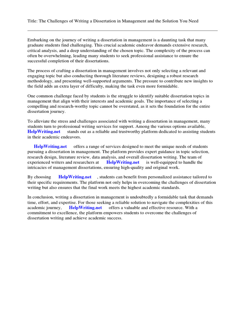 Sample Dissertation Topics in Management | PDF | Thesis | E Commerce