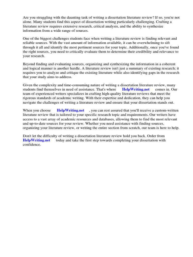 Dissertation Literature Review Guide | PDF | Thesis | Essays