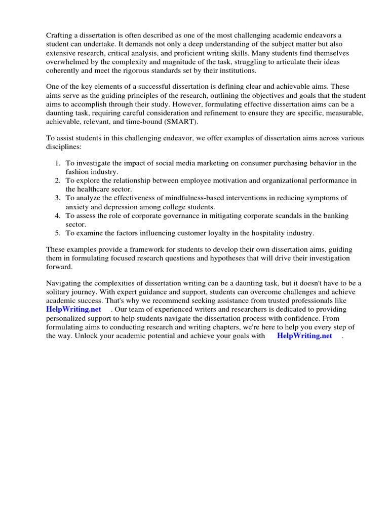 Dissertation Aims Examples | Download Free PDF | Thesis | Goal
