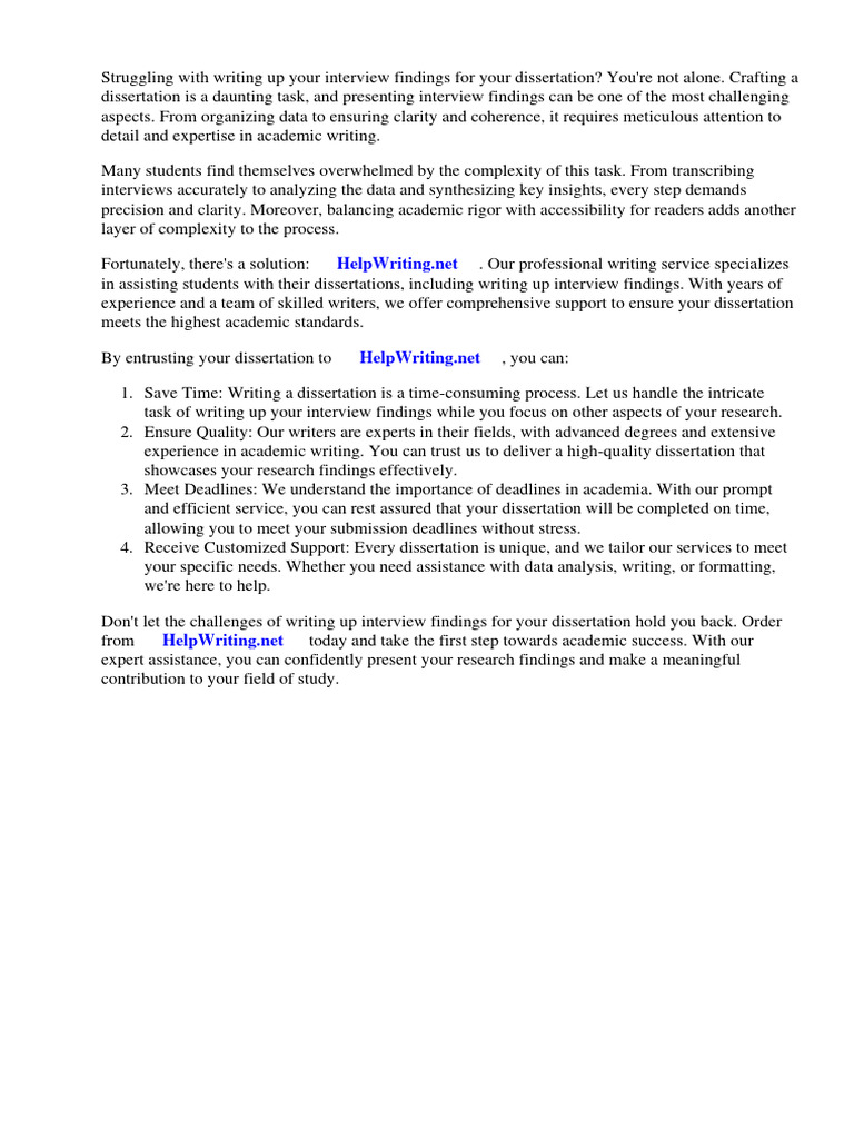 Writing Up Interview Findings Dissertation | PDF | Thesis | Hypothesis
