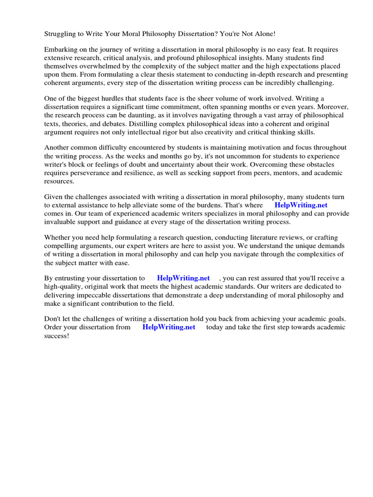 Writing Your Moral Philosophy Dissertation | PDF | Morality | Reason