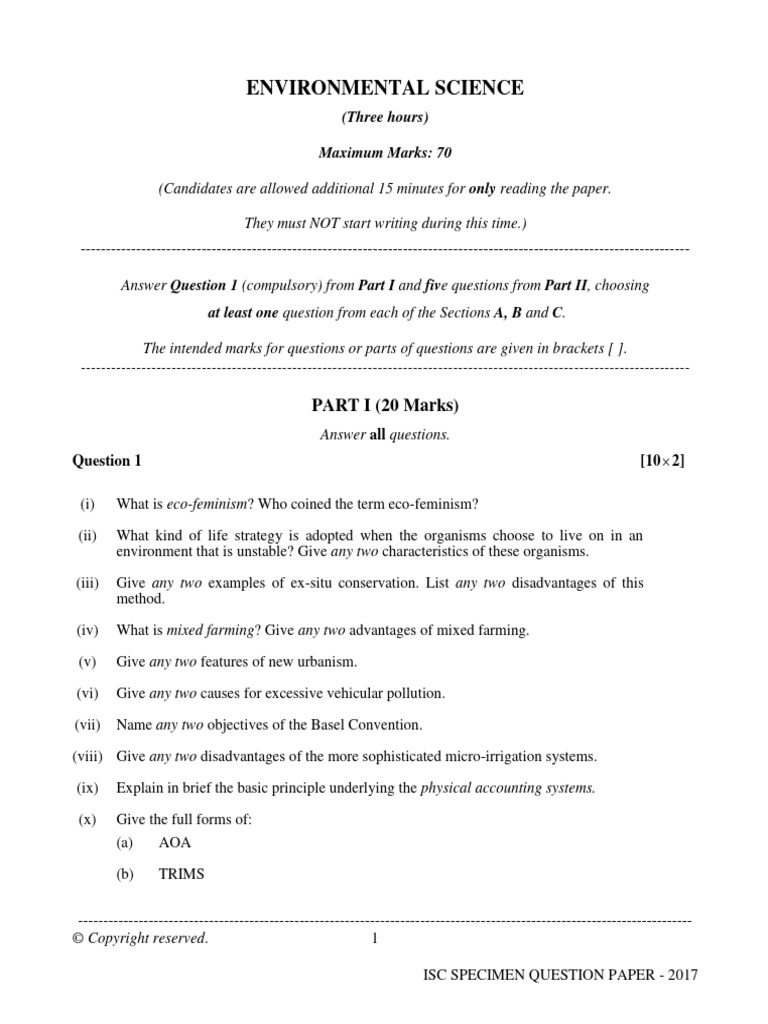 Environmental-Science-specimen Paper 2017 | PDF | Green Revolution ...