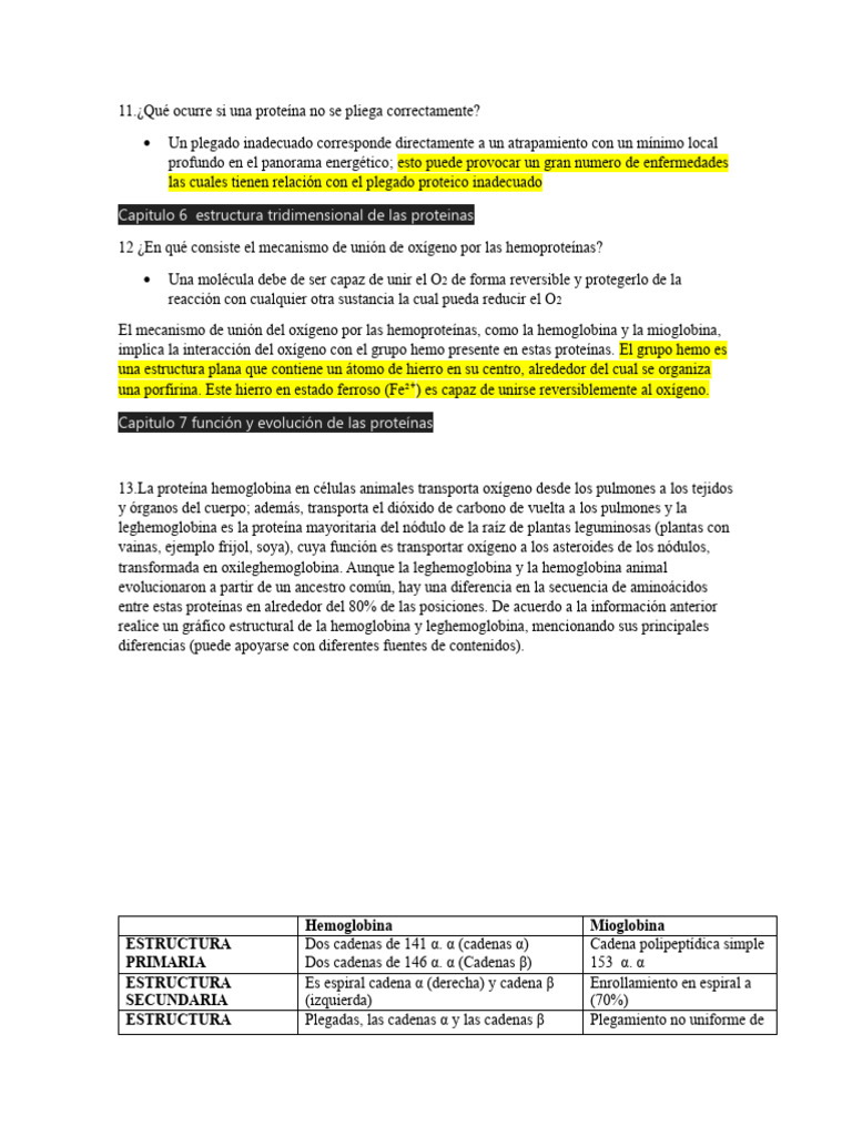 preguntas 11-15 | PDF | Hemoglobina | Proteínas