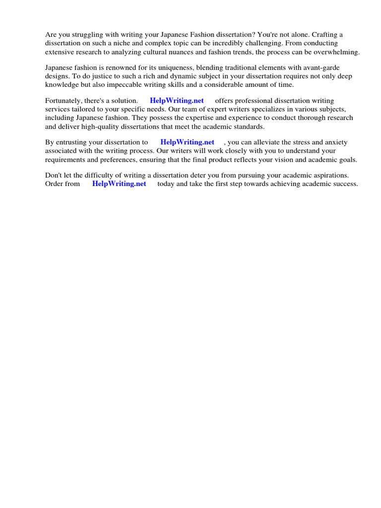 Japanese Fashion Dissertation Help | PDF | Fashion | Thesis