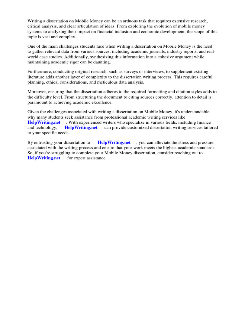 Mobile Money Dissertation Guide | PDF | Money | Currency