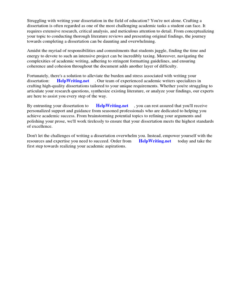 Dissertation Writing Help for Education | PDF | Thesis | Methodology