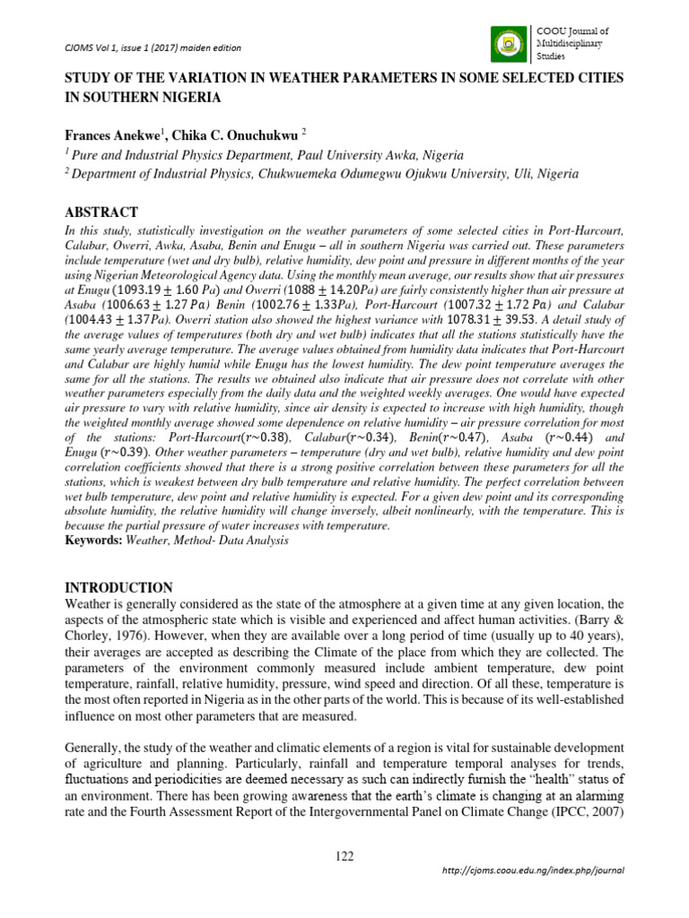 10 - (122-132) Study of The Variation in Weather Parameters in Some ...