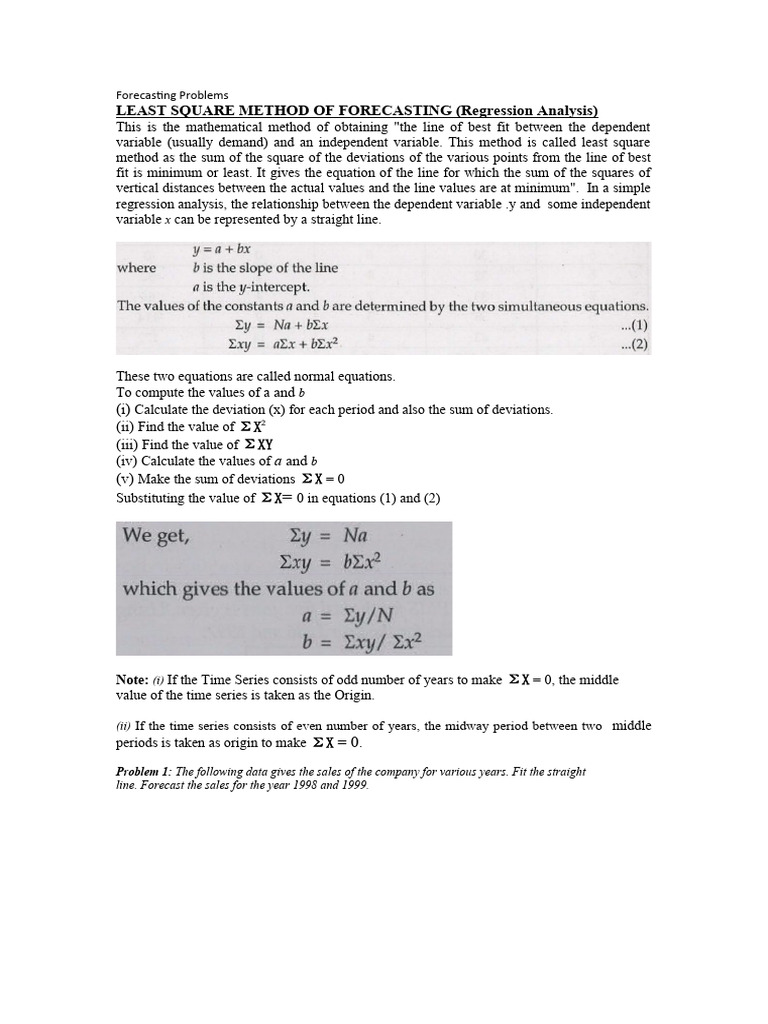 Forecasting Problems Pdf