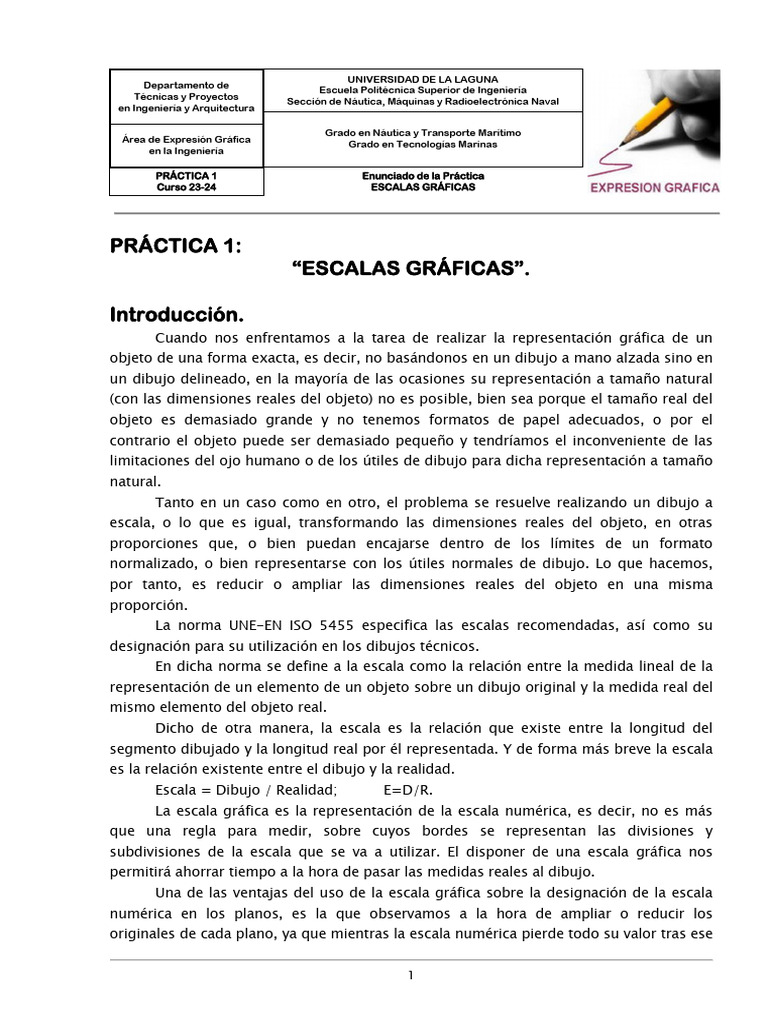 Egn2324 Prã Ctica 1-Escalas Grã Ficas | PDF | Dibujo | Ingeniería