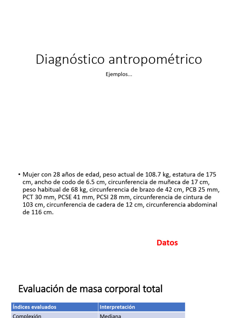4.1Diagnóstico antropométrico ejemplo | PDF | Obesidad | Tejido adiposo