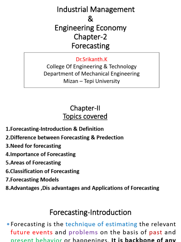 Chapter 2 Forecasting Pdf Forecasting Moving Average