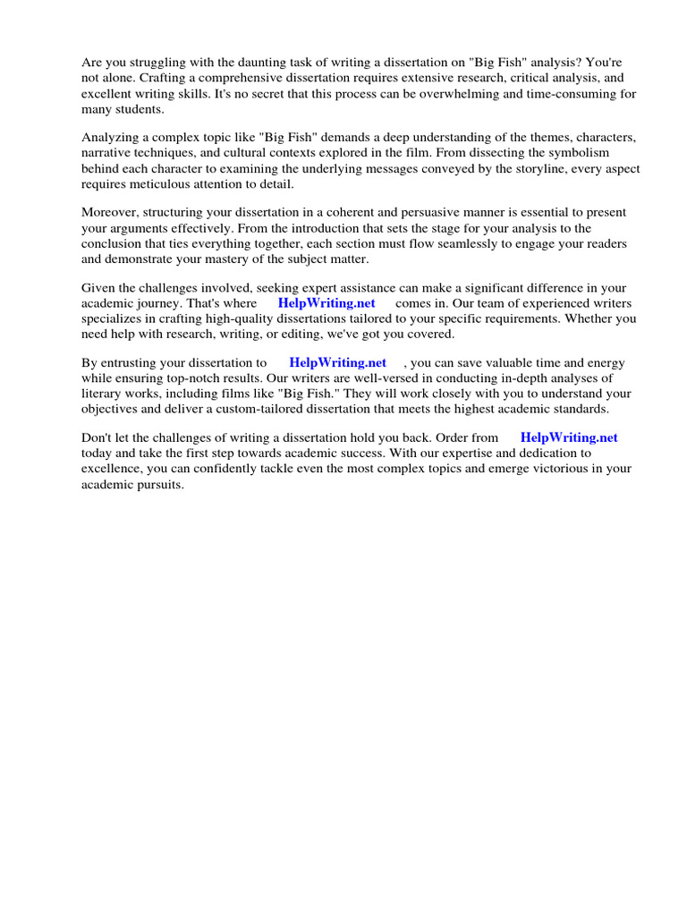 Dissertation Analyse Big Fish | PDF | Thesis | Fish