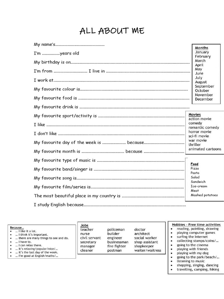 All About Me Adults Download Free Pdf Cuisine Cuisine Of The Americas