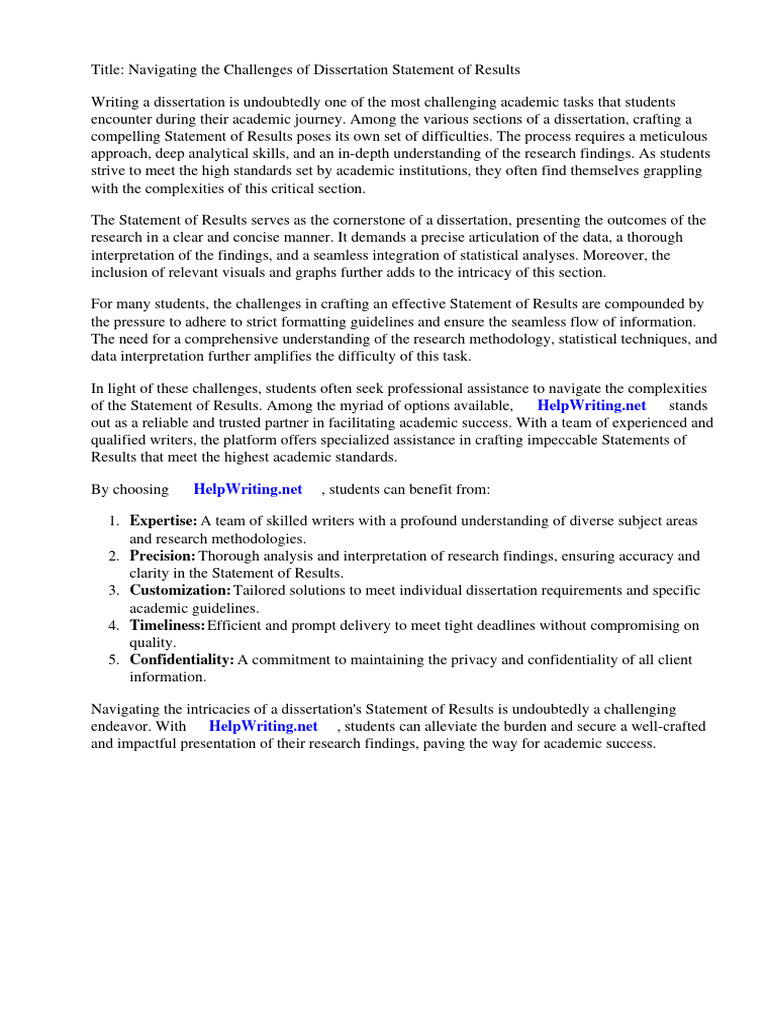 Dissertation Statement of Results | Download Free PDF | Thesis ...