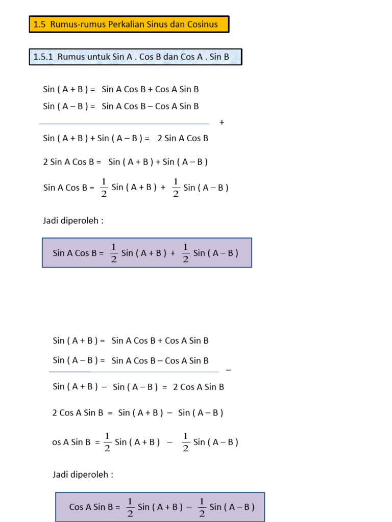 15 Rumus Rumus Perkalian Sinus Dan Kosinus - Compress | PDF