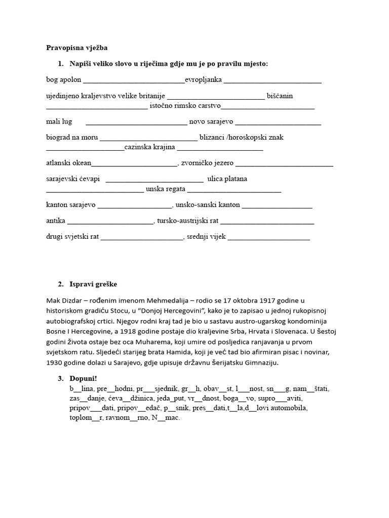 Pravopisna Vjezba, Prvi Razred - 240214 - 231015 | PDF