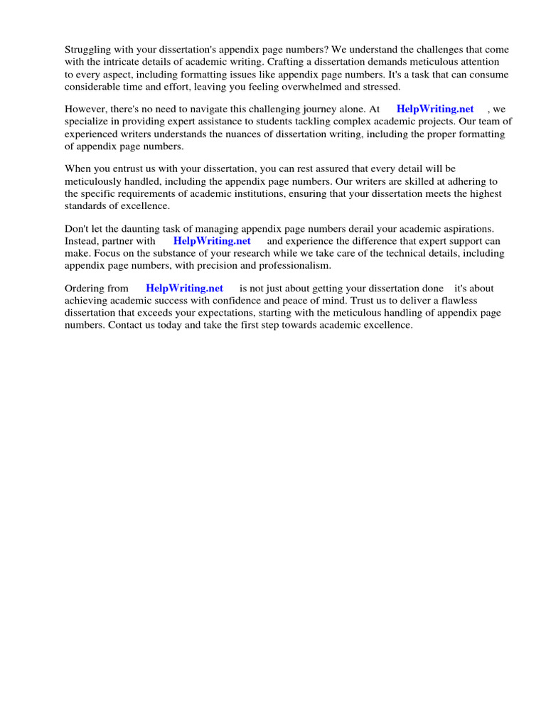 Dissertation Appendix Page Numbers | Download Free PDF | Thesis | Apa Style