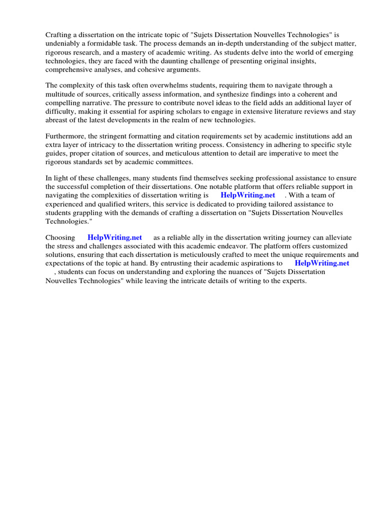 Sujets Dissertation Nouvelles Technologies | PDF | Thesis | Human Communication