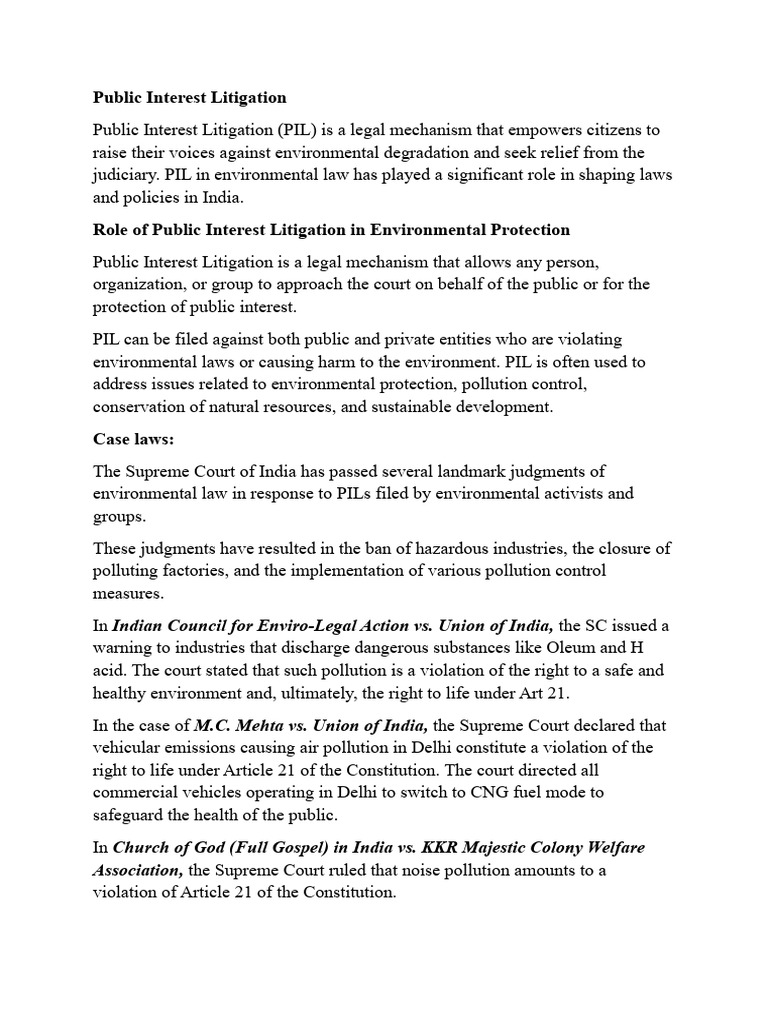 Role of Public Interest Litigation A Judicial Approach | PDF | Supreme Court Of India ...