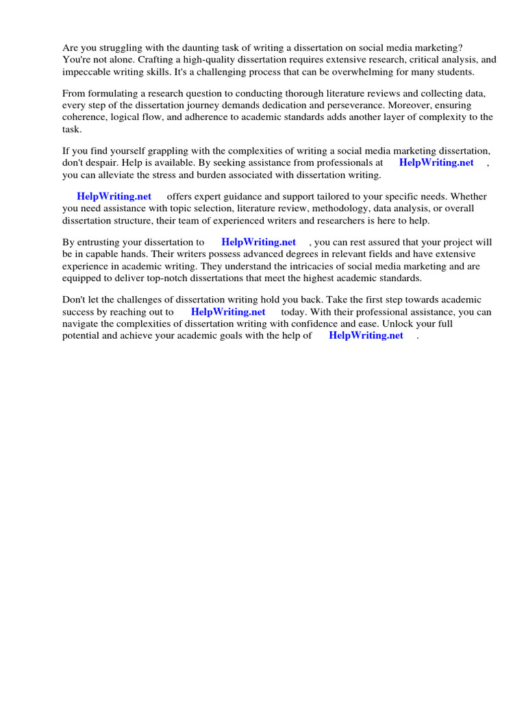 Social Media Marketing Dissertation Examples Pdf Social Media