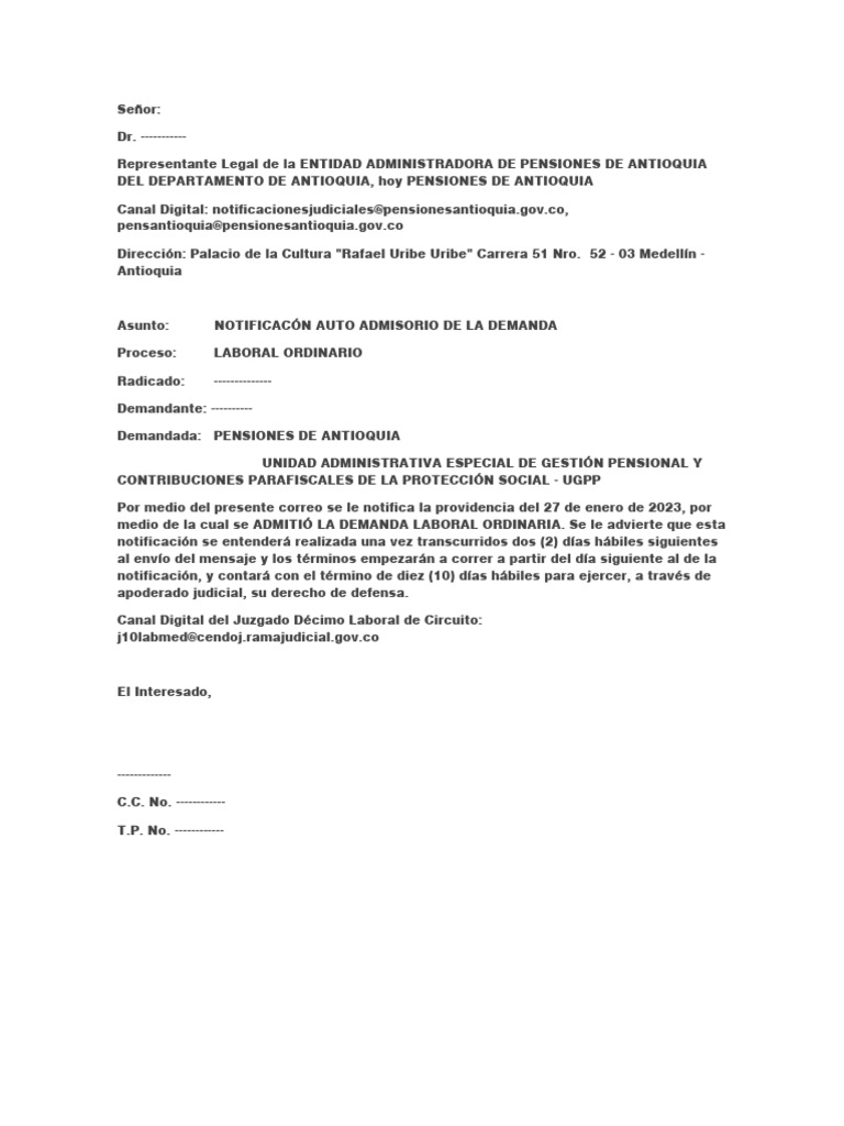 - MODELO NOTIFICACION PERSONAL | PDF