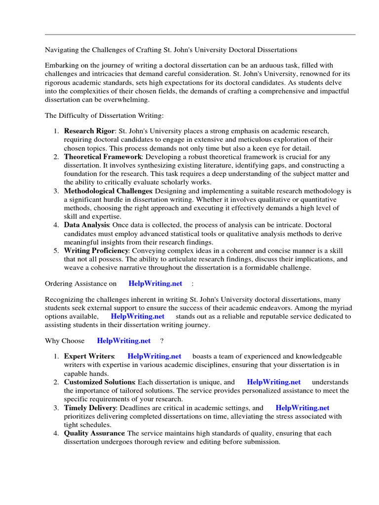 ST Johns University Doctoral Dissertations | PDF | Methodology | Thesis