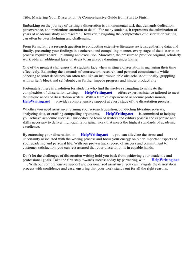 Dissertation From Start to Finish PDF | PDF | Thesis | Poetry