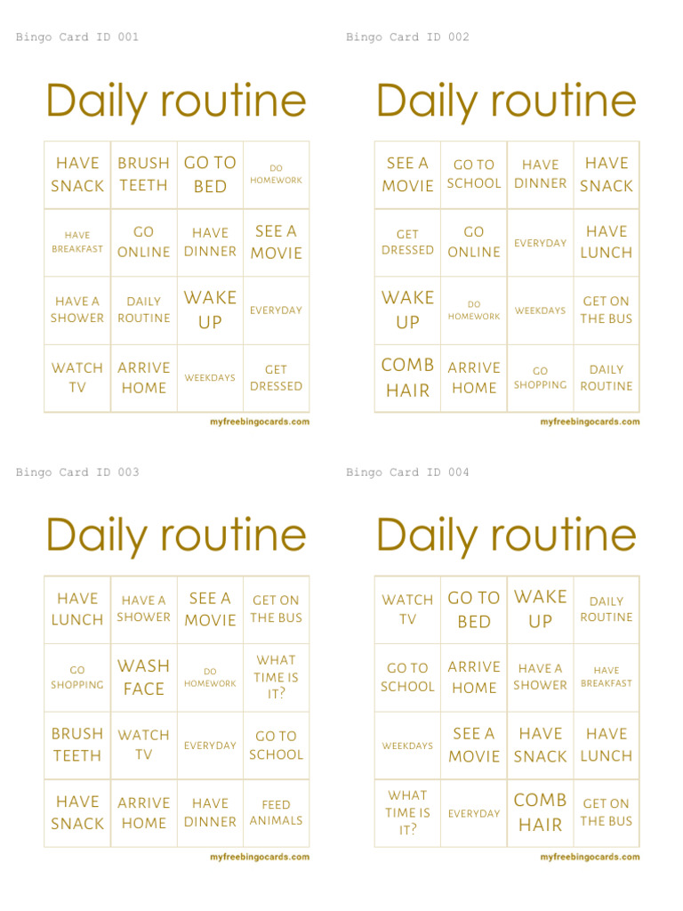 BINGO | PDF | Lunch | Dinner