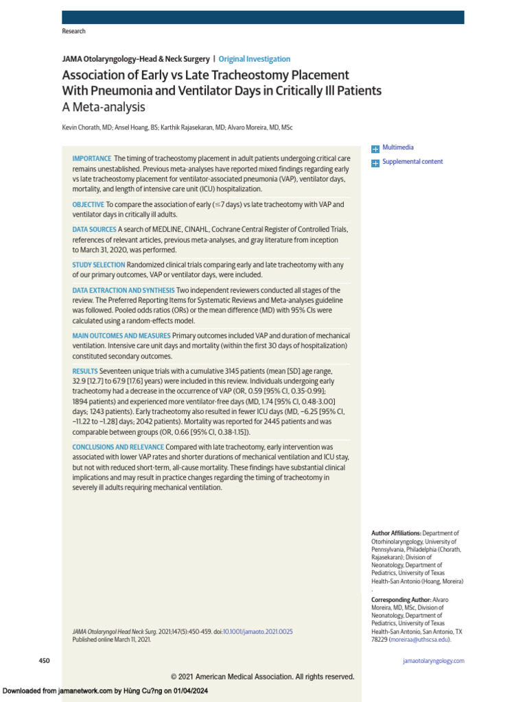 3association of Early Vs Late Tracheostomy Placement 2021 | PDF ...